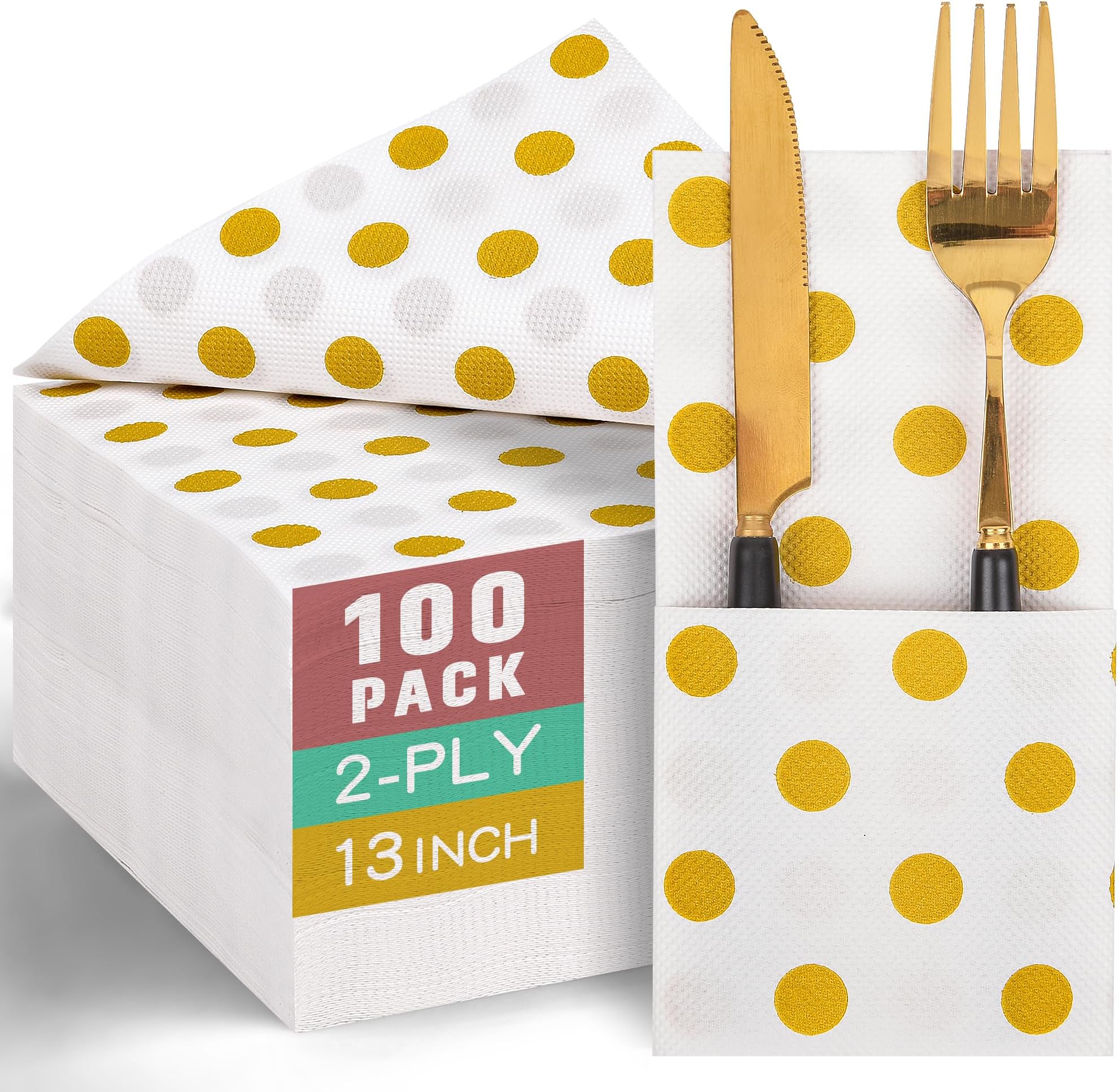 Amazon.com: Juvale 50 Pack Gold and White Dinner Napkins with Stars ...