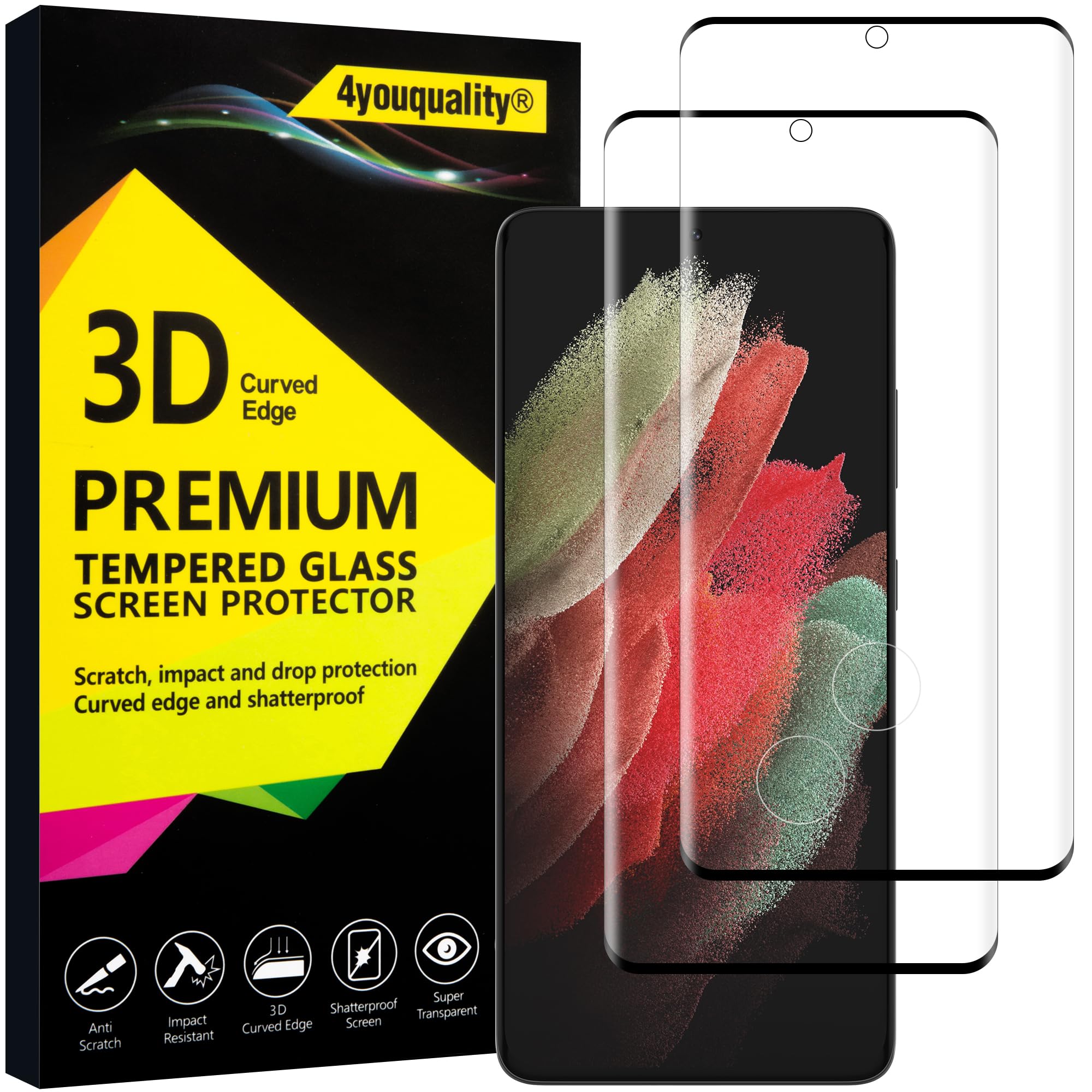 4youquality Tempered Glass Screen Protector for Samsung Galaxy S21 ...