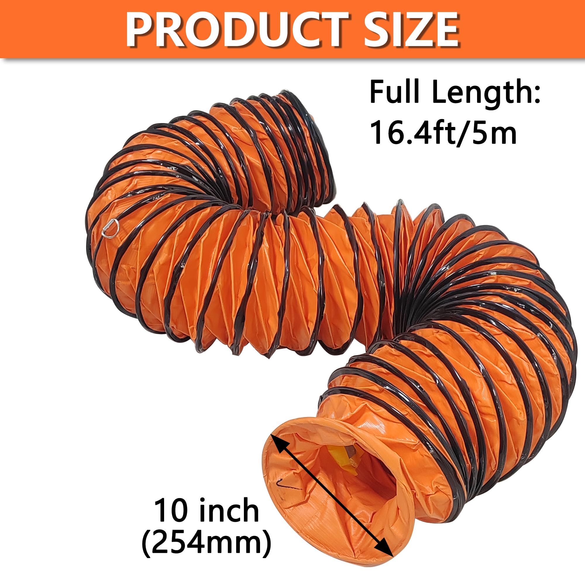 Snapklik.com : FICBXRA 16FT Ducting Hose 10 Inch PVC Flexible Duct Hosing