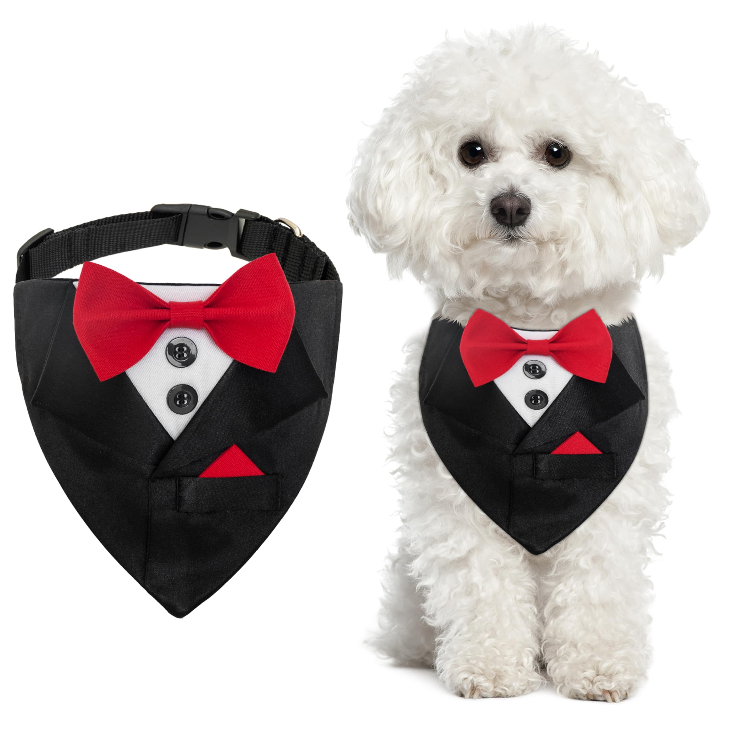 Amazon.com : TUKOAW Dog Tuxedo Wedding Dog Bandana, Bow Tie Dog Tux ...