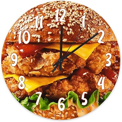 Amazon.com: SignMission Burger Clock Wall Diner Restaurant Hamburger ...