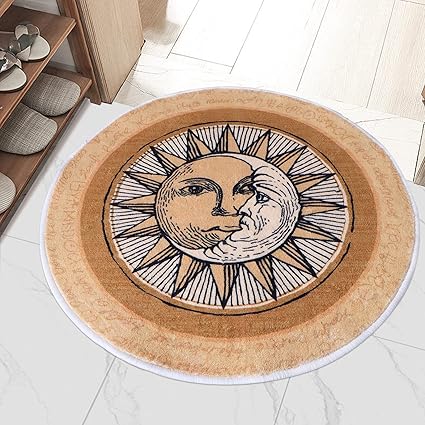 Amazon.com: Sun and Moon Round Rug,32x32 inch Boho Round Rug,Non-Slip ...
