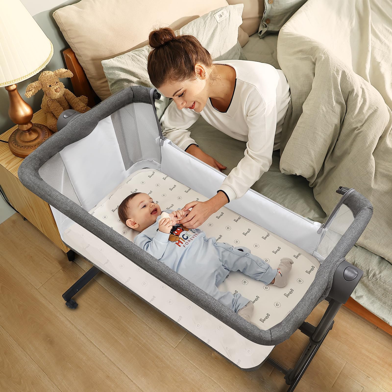 Amazon.com: Kisdream Baby Bassinet Bedside Co-Sleeper Bed: Portable Cosleeper Crib Safe Cradle ...
