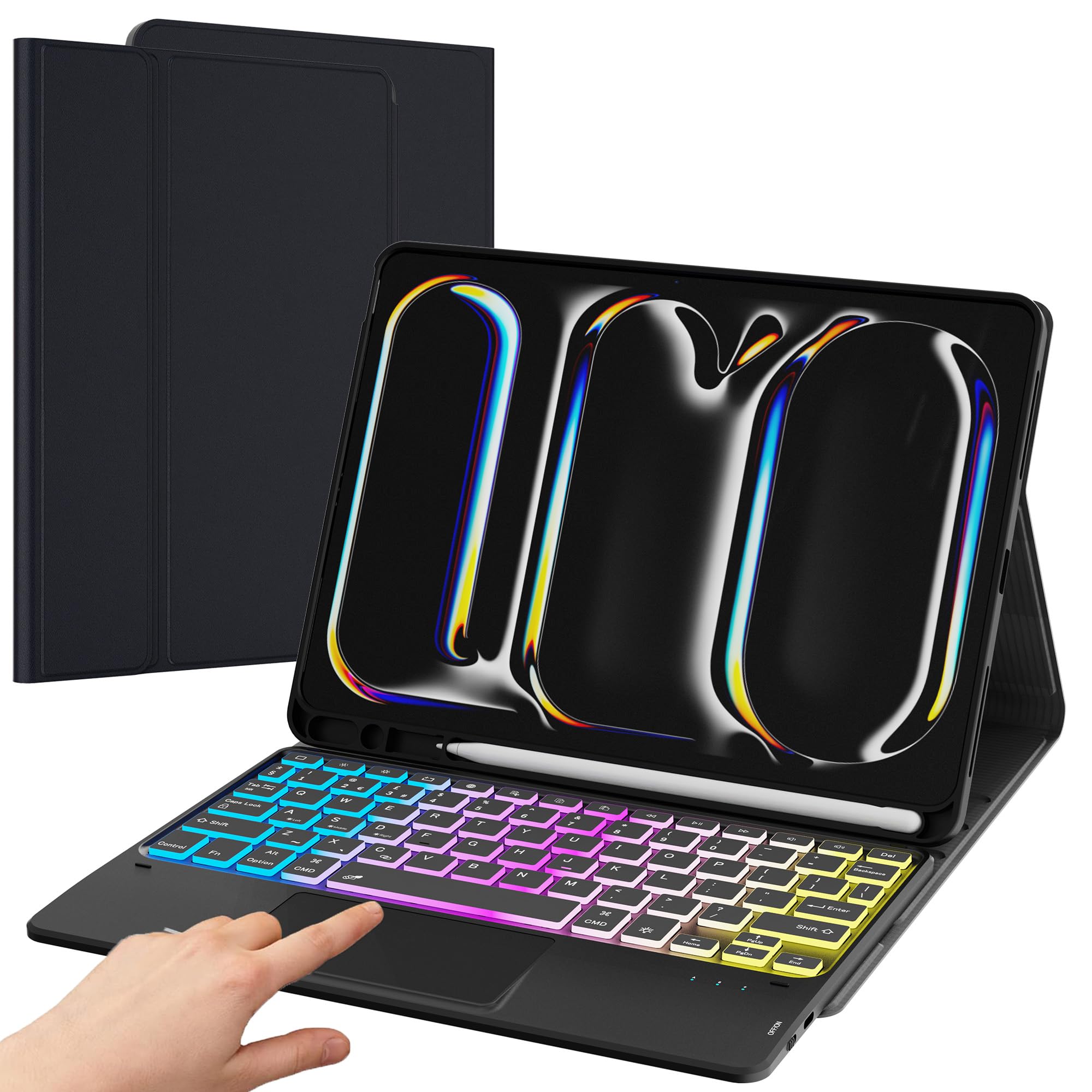 for iPad Pro 11-inch (M4) 2024 Keyboard Case: 3 Zone 7 Colours Backlit ...