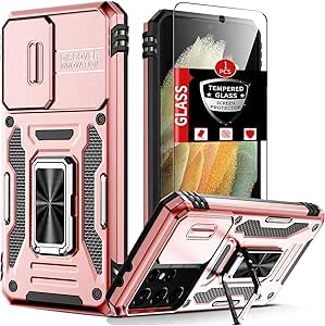 Amazon.com: FRLMOOES for Samsung Galaxy S21 Ultra Case with Screen Protector,Built-in Slide ...