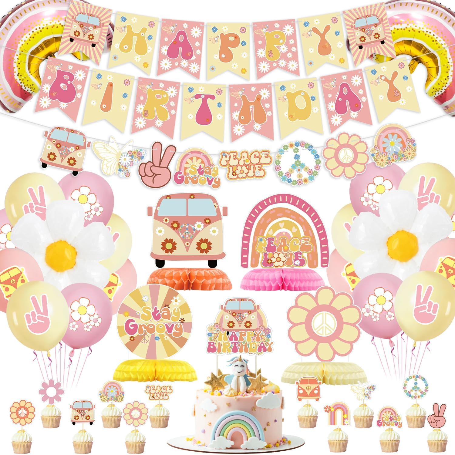 Buy Groovy Party Decorations - Hippie Birthday Party Decorations Happy ...