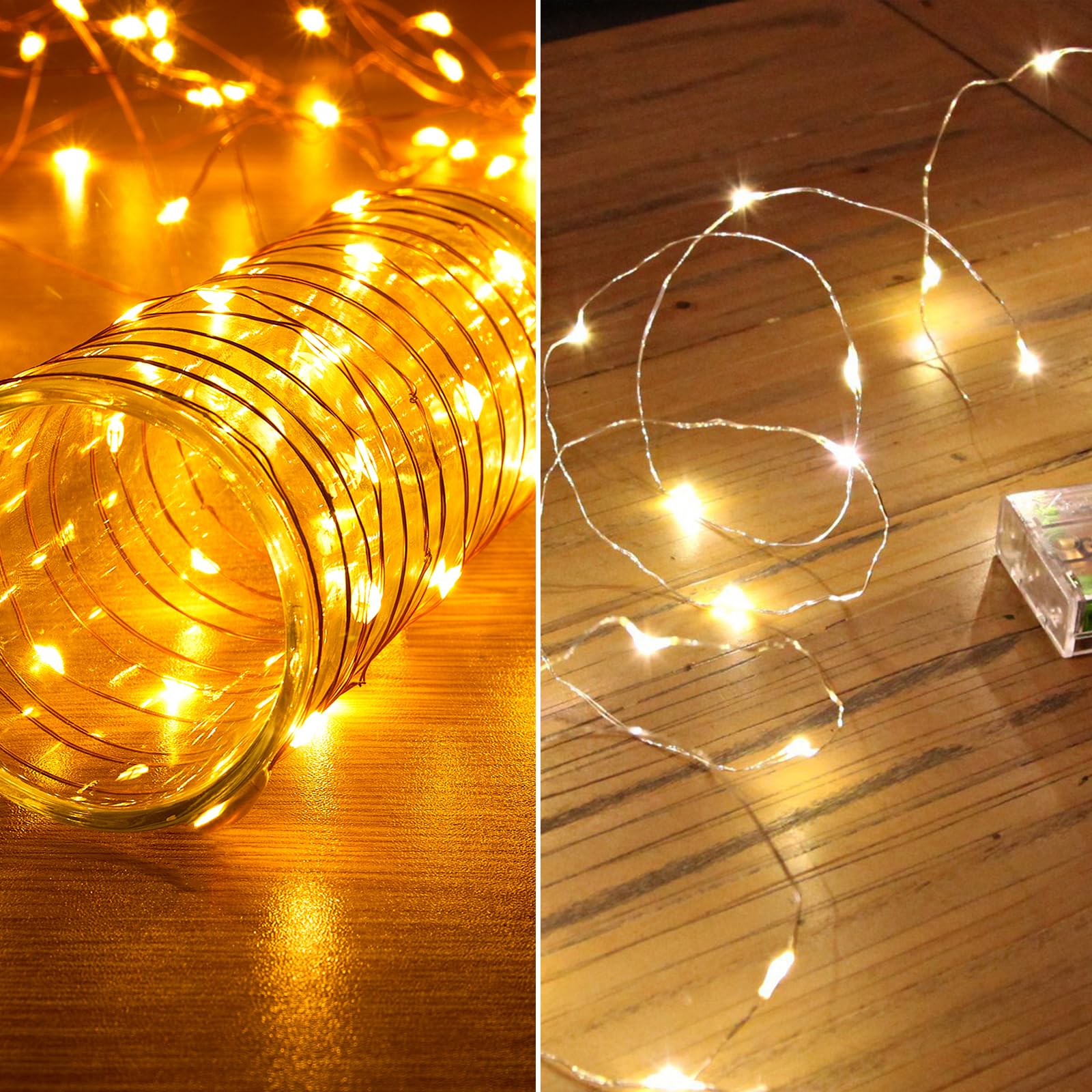 Amazon.com: Ariceleo Warm White 16ft LED Fairy Lights Bundle, 4-Pack ...