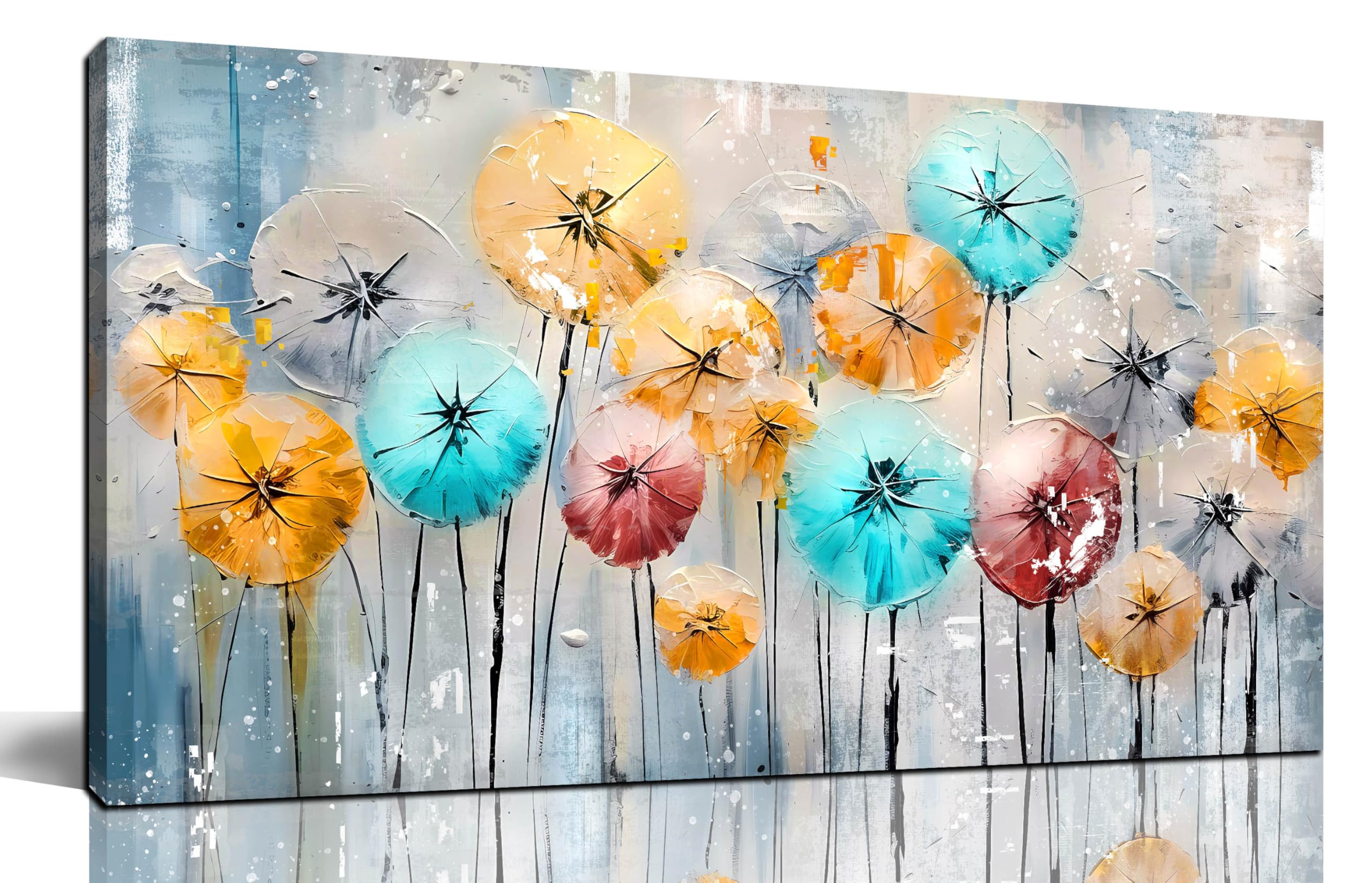 Amazon.com: ENTANUB Flower Wall Art for Lving room, Dandelion Canvas ...