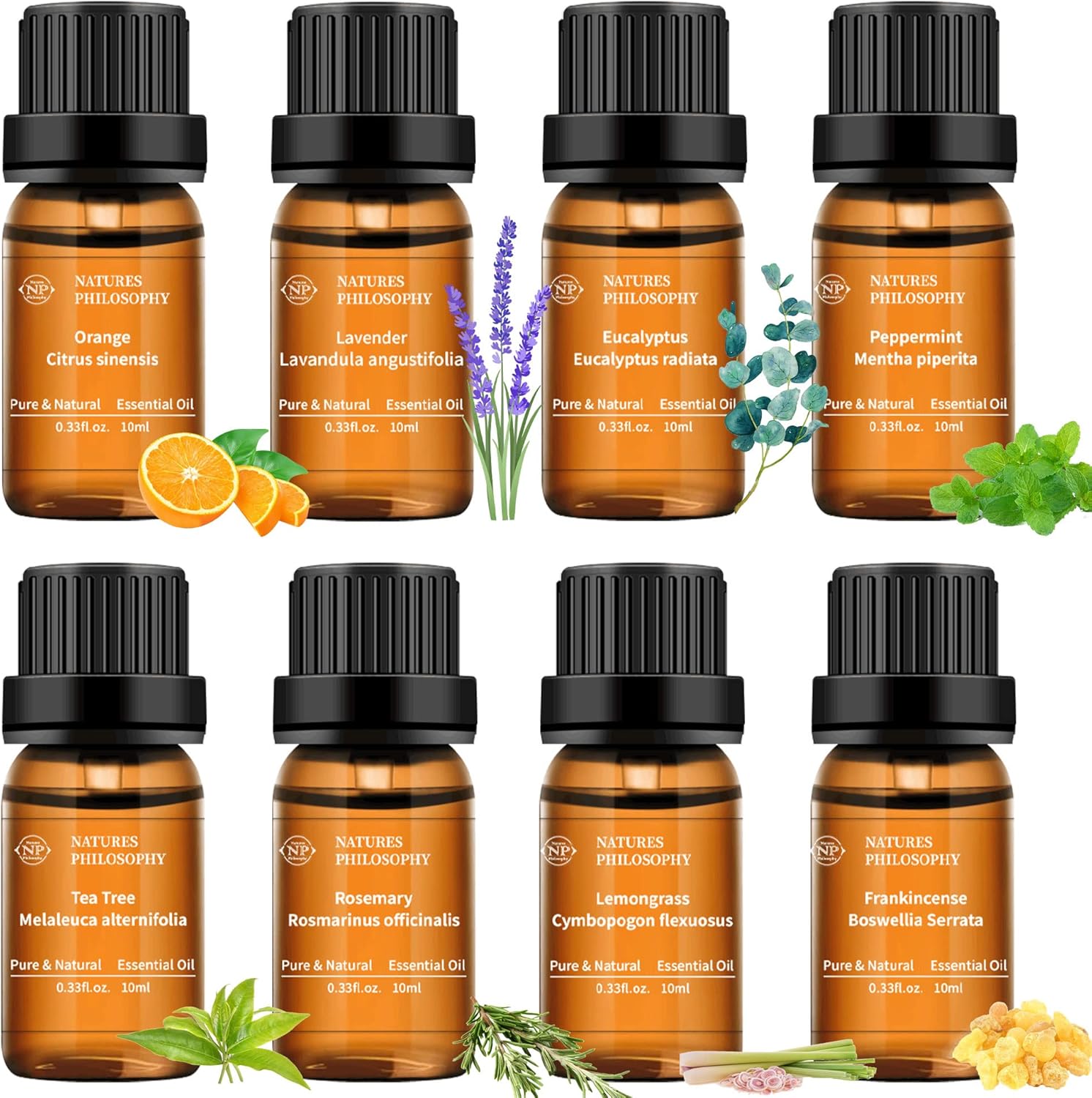 Amazon.com: Essential Oils Set of 8, Natural Premium Grade Aromatherapy ...