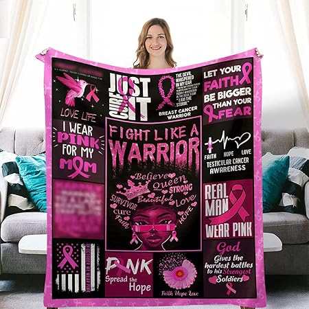 Amazon.com: COTIMO Breast Cancer Awareness Blanket Breast Cancer ...