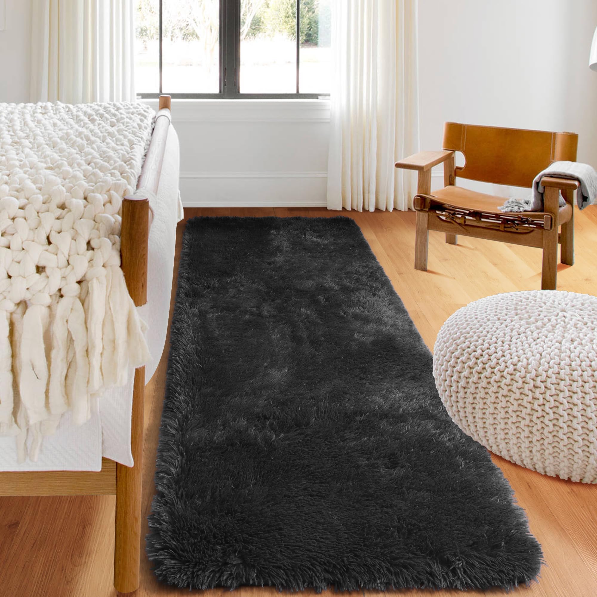 Amazon.com: ONASAR Black Runner Rugs for Bedroom Living Room, Washable ...