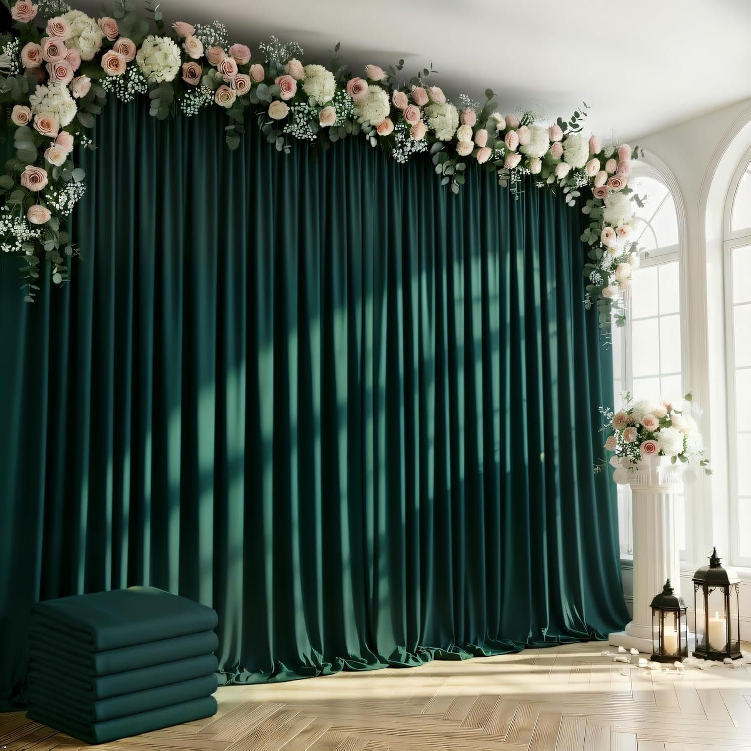 Amazon.com: HAEFOO Hunter Green Backdrop Curtain - 40FTx10FT Drapes for ...