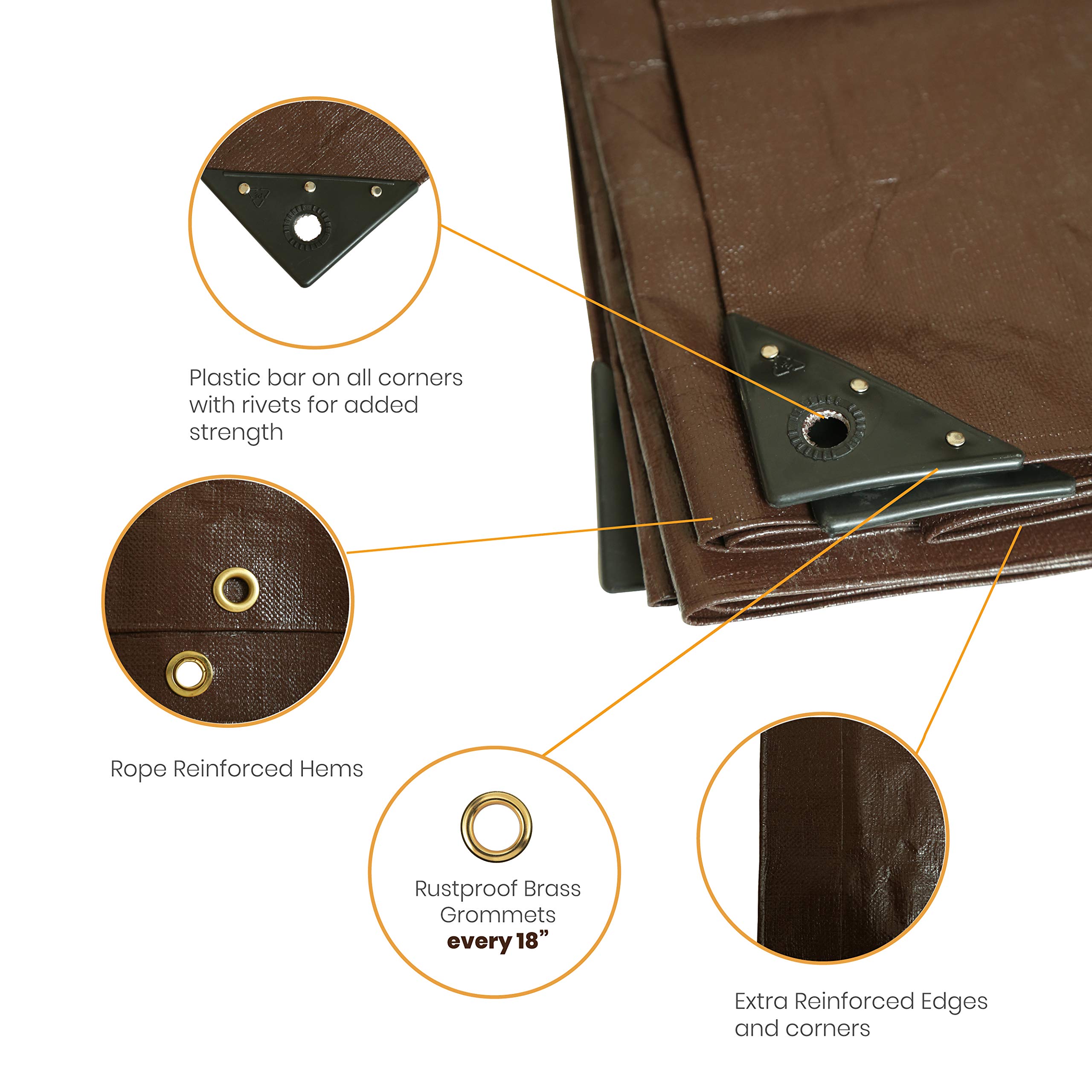 WHITEDUCK Super Heavy Duty Poly Tarp Cover 16 Mil & 10 Mil with ...