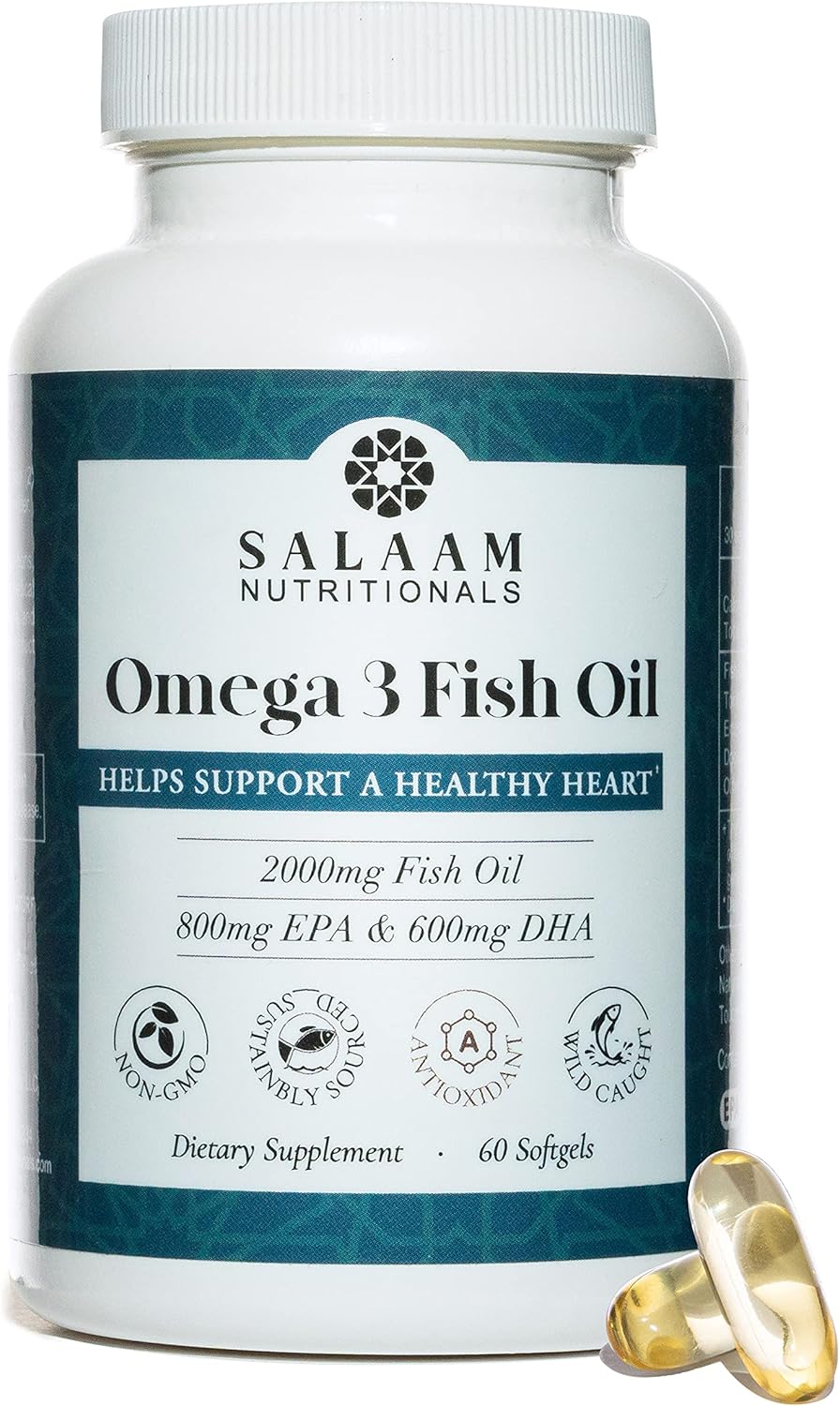 Amazon.com: Salaam Nutritionals Halal Fish Oil, Burpless, Omega 3 DHA+ ...