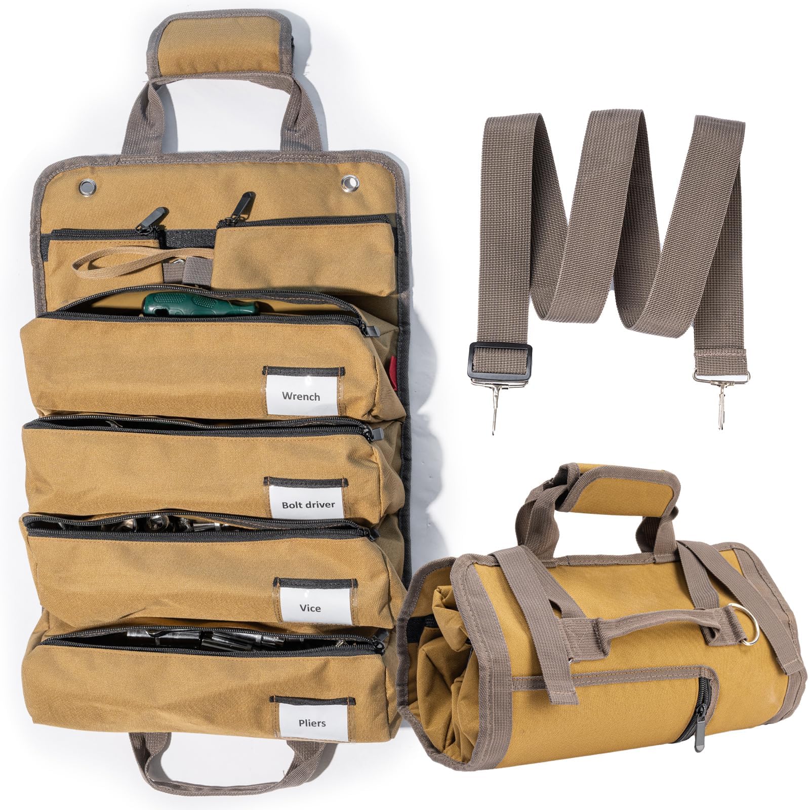 Tool Bag,Portable Toll Roll Bag,Large Roll Up Tool Bag Organizer,Heavy ...