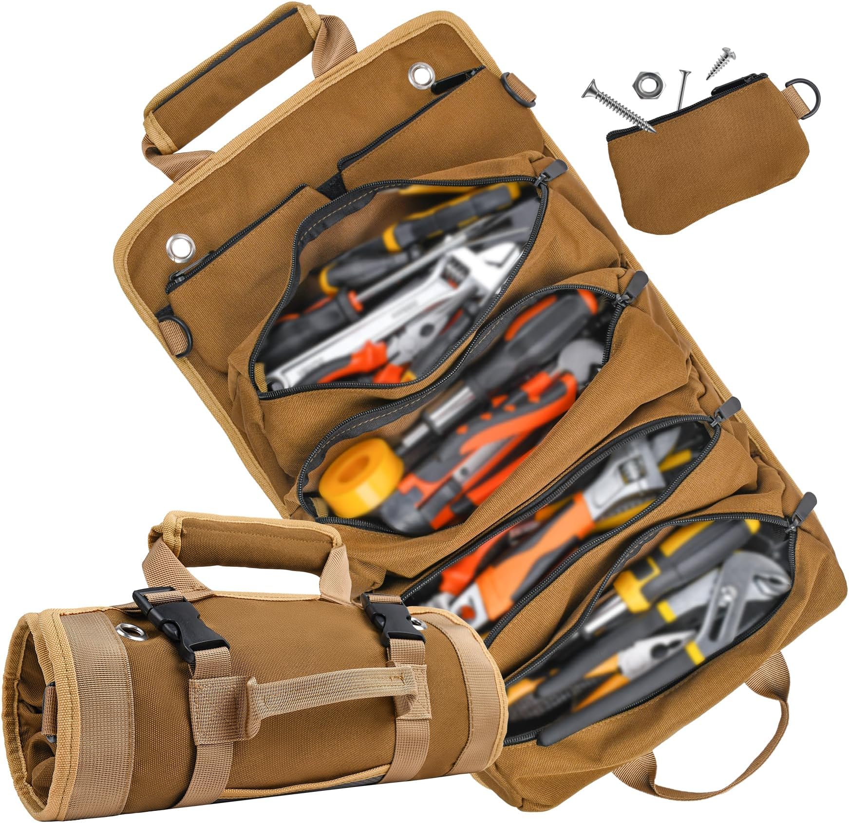 Tool Bag, Tool Roll Up Bag, Heavy Duty Tool Organizer for Men, Portable ...