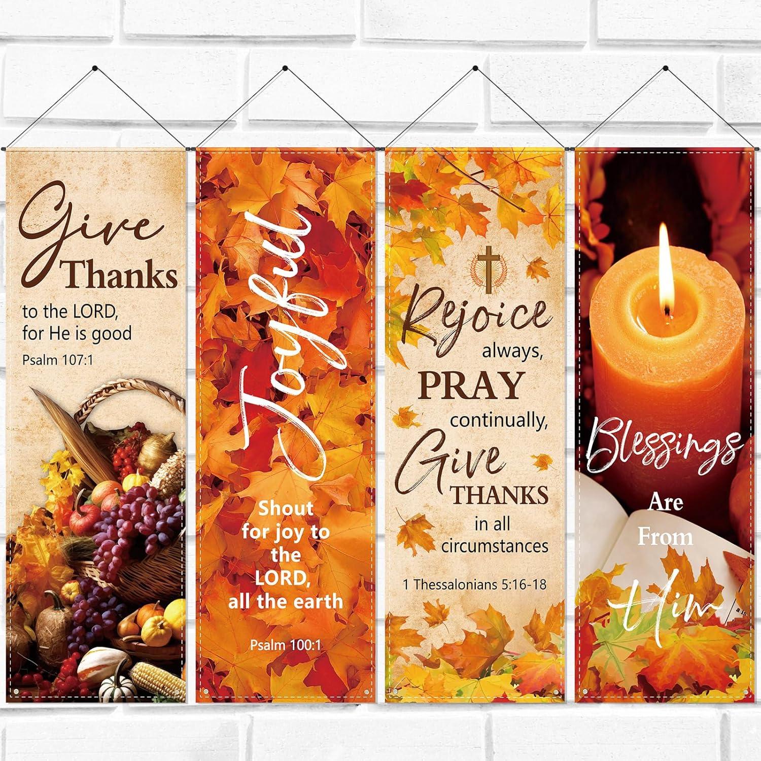 Amazon.com: Hahafelt 4 Pcs Thanksgiving Church Banners with Pole for ...