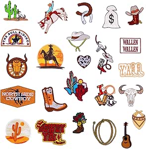 Amazon.com: Phnydreg 24Pcs Western Iron on Patches for Hats Brown ...