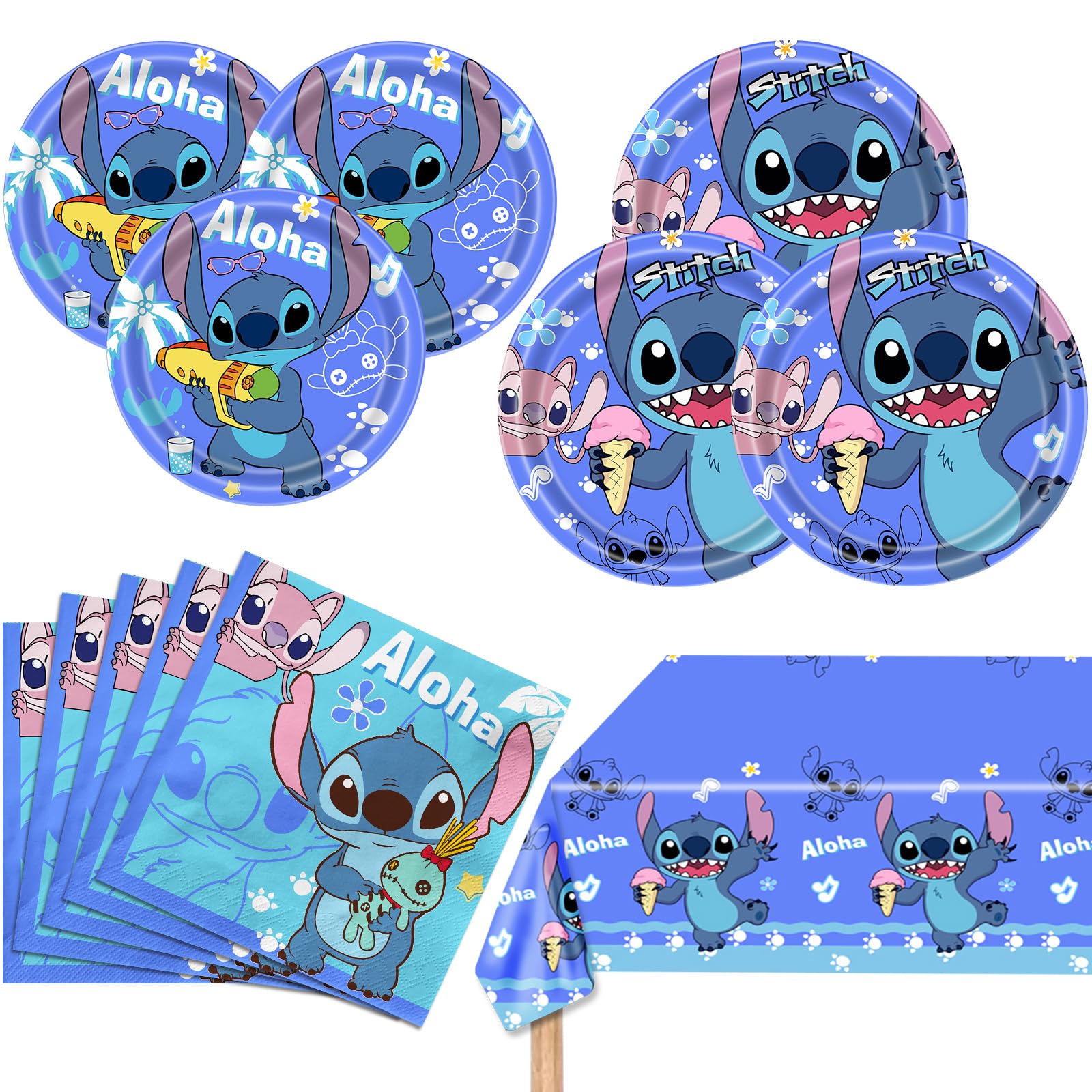 Snapklik.com : Stitch Party Supplies, 16 Plates, 20 Napkins And 1 ...