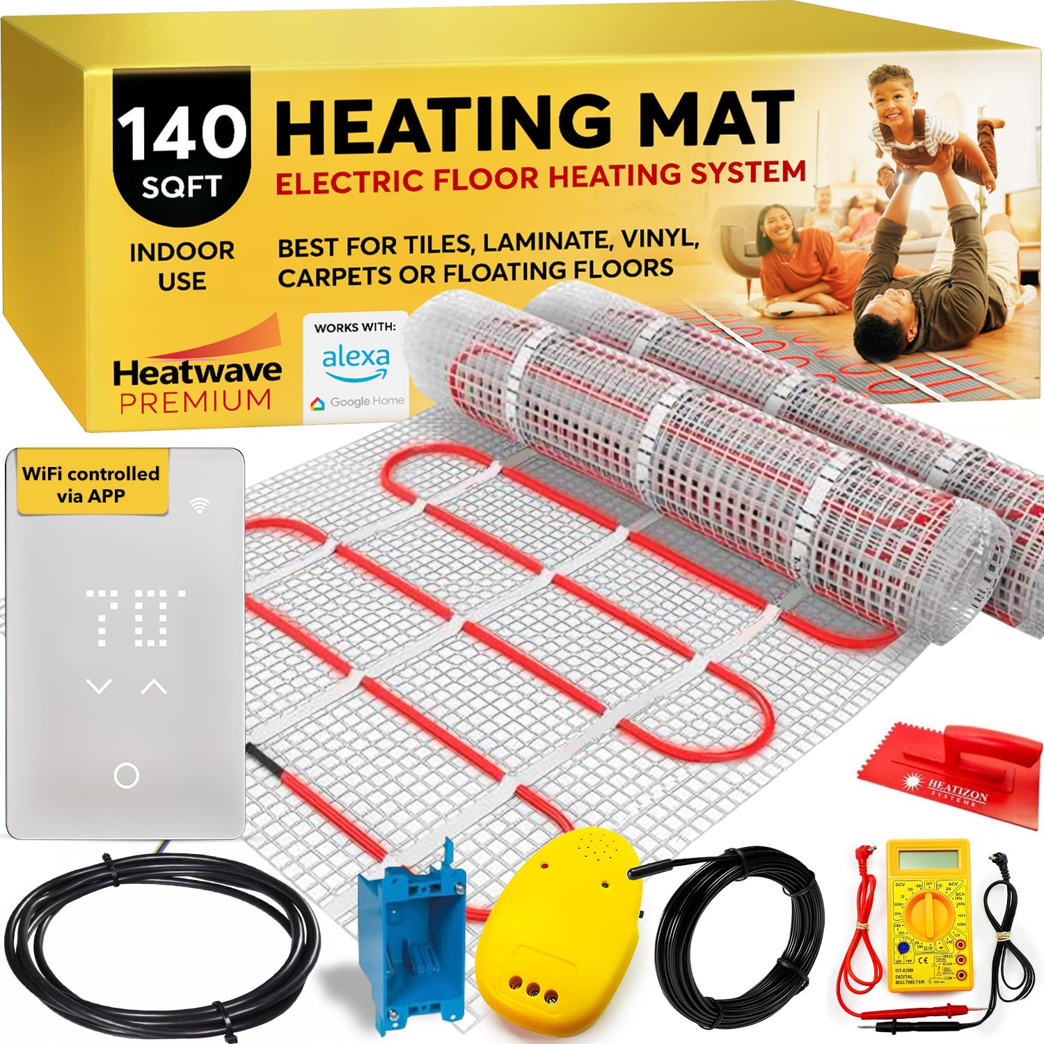 Snapklik.com : Premium Heated Floor System - 140 Sqft, 14 Amps, 1680 ...