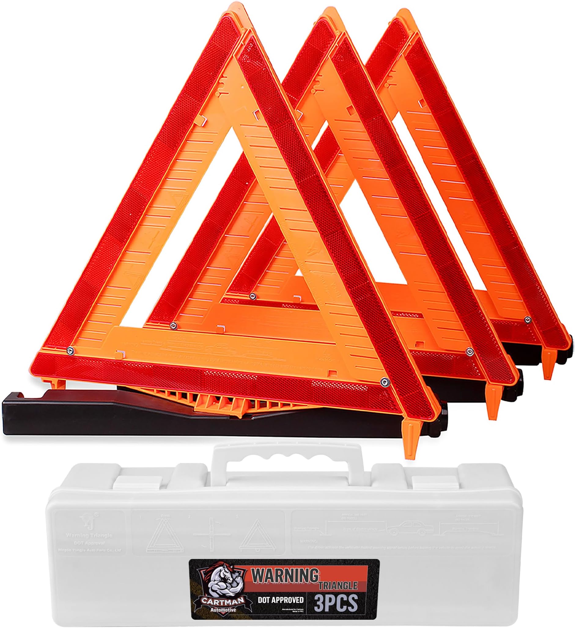 Amazon.com: Funlove Foldable Warning Triangles Road Safety Triangle Kit ...