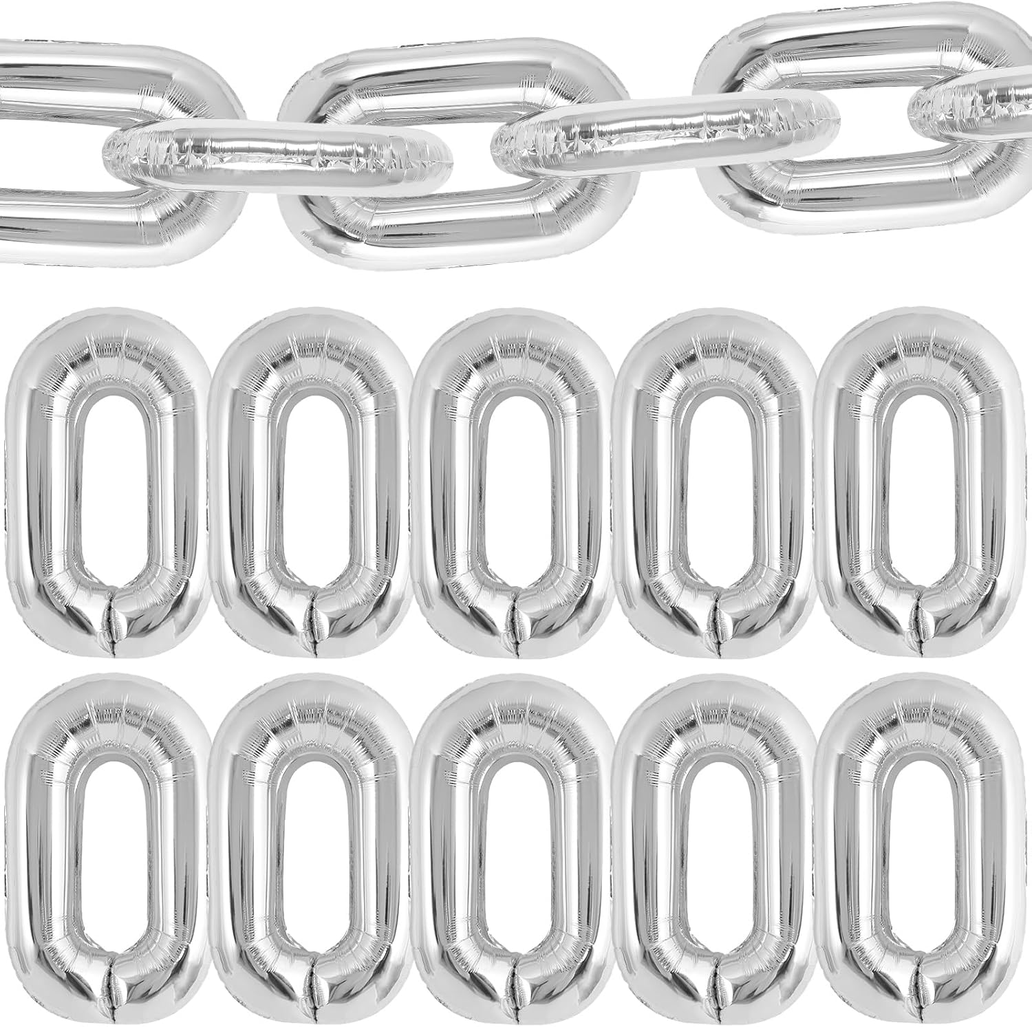 Amazon.com: 24 Pcs Giant Silver Chain Balloons Garland, 16 Inch Foil ...
