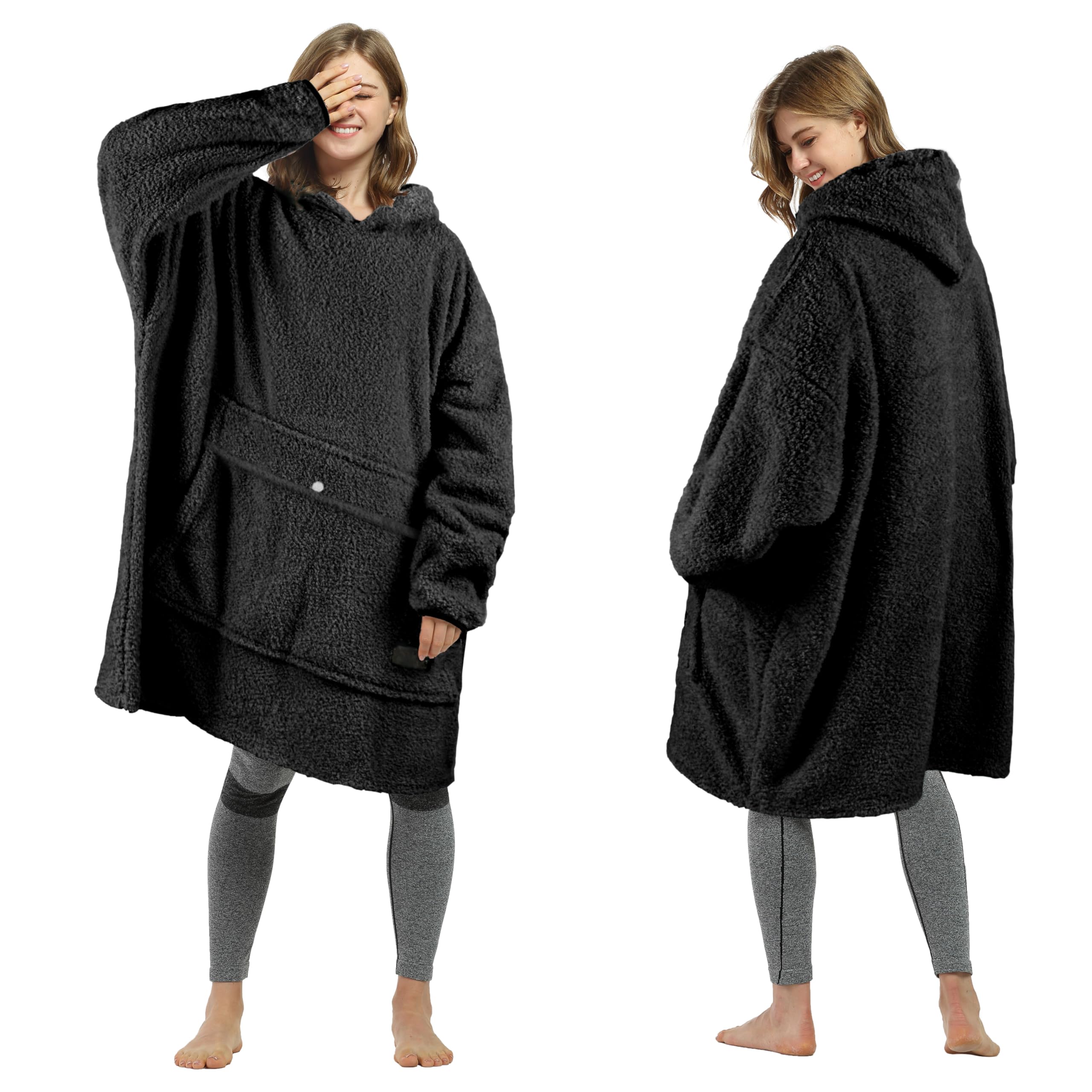 Amazon.com: Tirrinia Oversized Wearable Blanket Hoodie, Sherpa Fleece ...