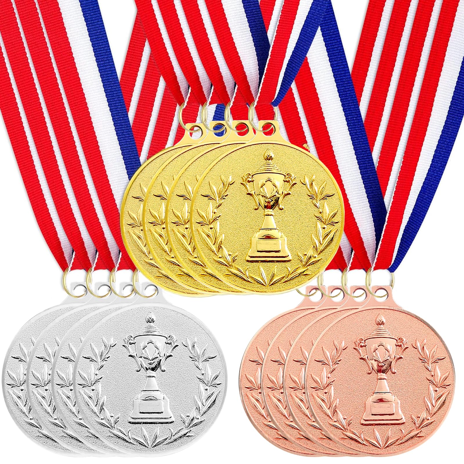 Santme 12PCS Award Medals, Gold Silber Bronze Medals with Neck Ribbons ...
