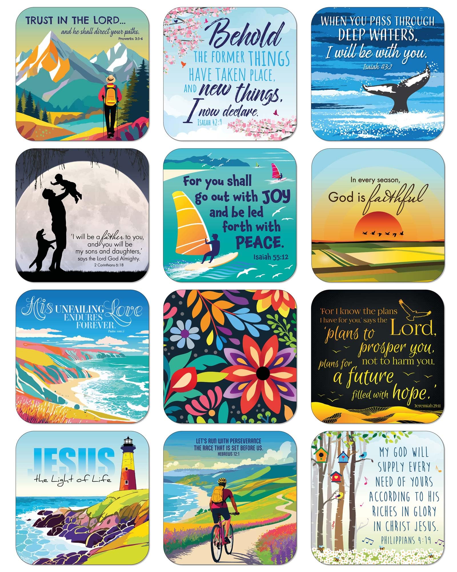 Amazon.com: Christian Coasters, Cork Backed Coasters Set of 12 ...