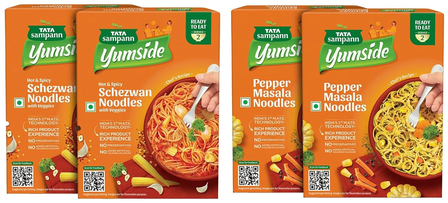 Tata Sampann Yumside Schezwan Noodles with Veggies| Pack of 2 | 285g*2 & Tata Sampann Yumside ...