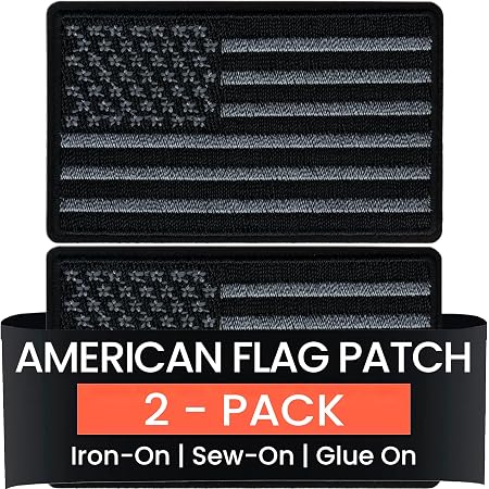 Amazon.com: Black American Flag Patches (2-Pack) Iron On USA Patch Set ...