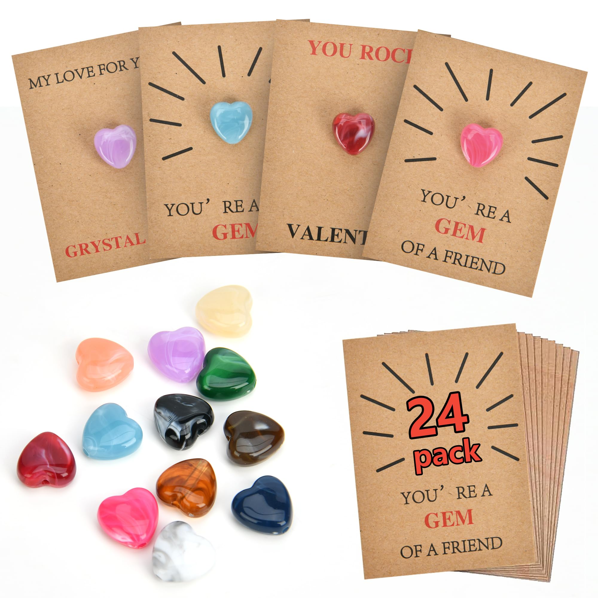 Amazon.com: 24 Pack Gem Valentines Cards Valentines Day Gifts for Kids ...