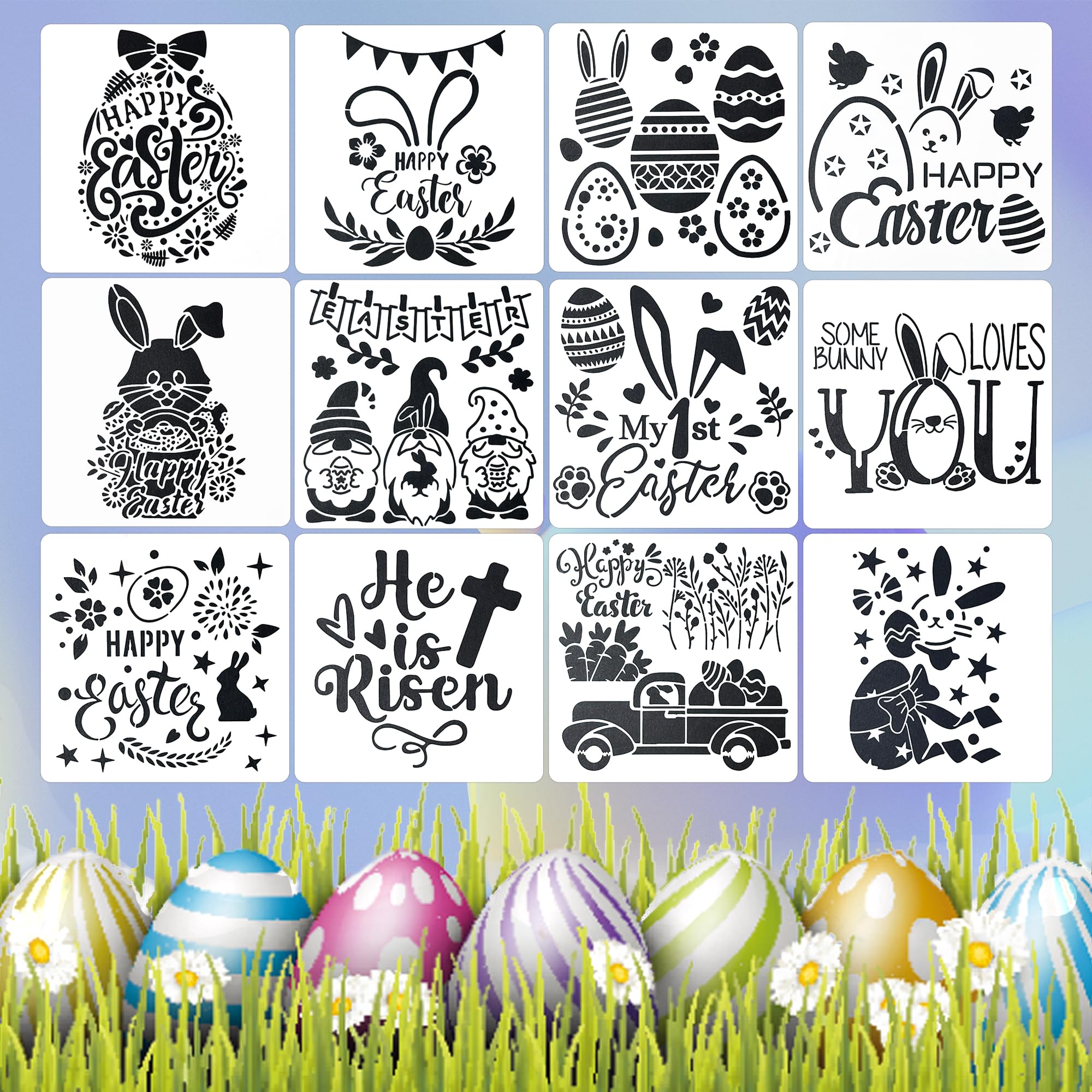 Snapklik.com : Daomong Easter Stencil Reusable Easter Bunny Stencils ...