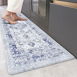 Amazon.com: ASPMIZ Boho Kitchen Runner Rug, Blue & Gray Bohemian ...