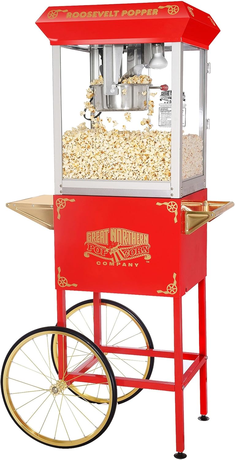 Amazon.com: Popcorn Machine with Cart – 8oz Popper with Stainless-steel ...