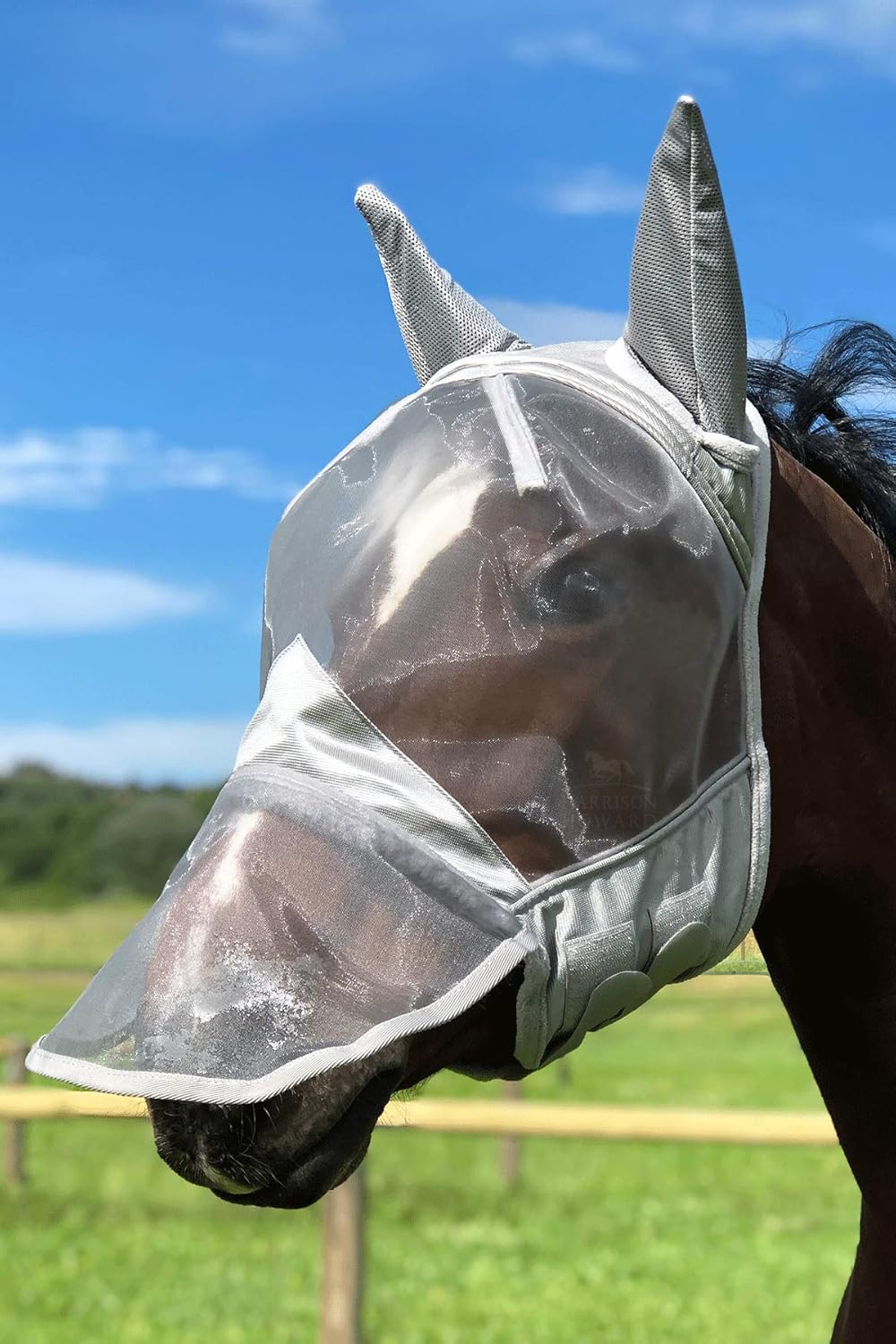 Harrison Howard CareMaster Pro Fly Mask Full Face Moonlight Silver (M ...