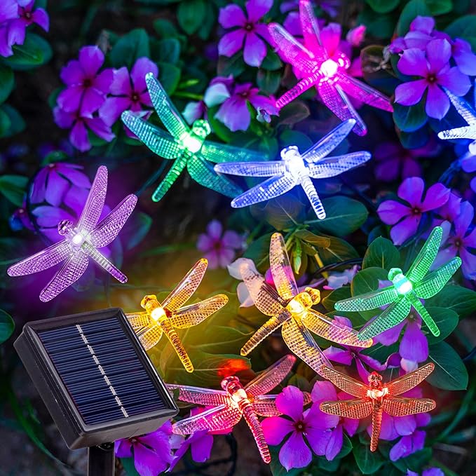 20 LED Dragonfly Solar Lights, 8 Modes Waterproof Christmas Lights ...