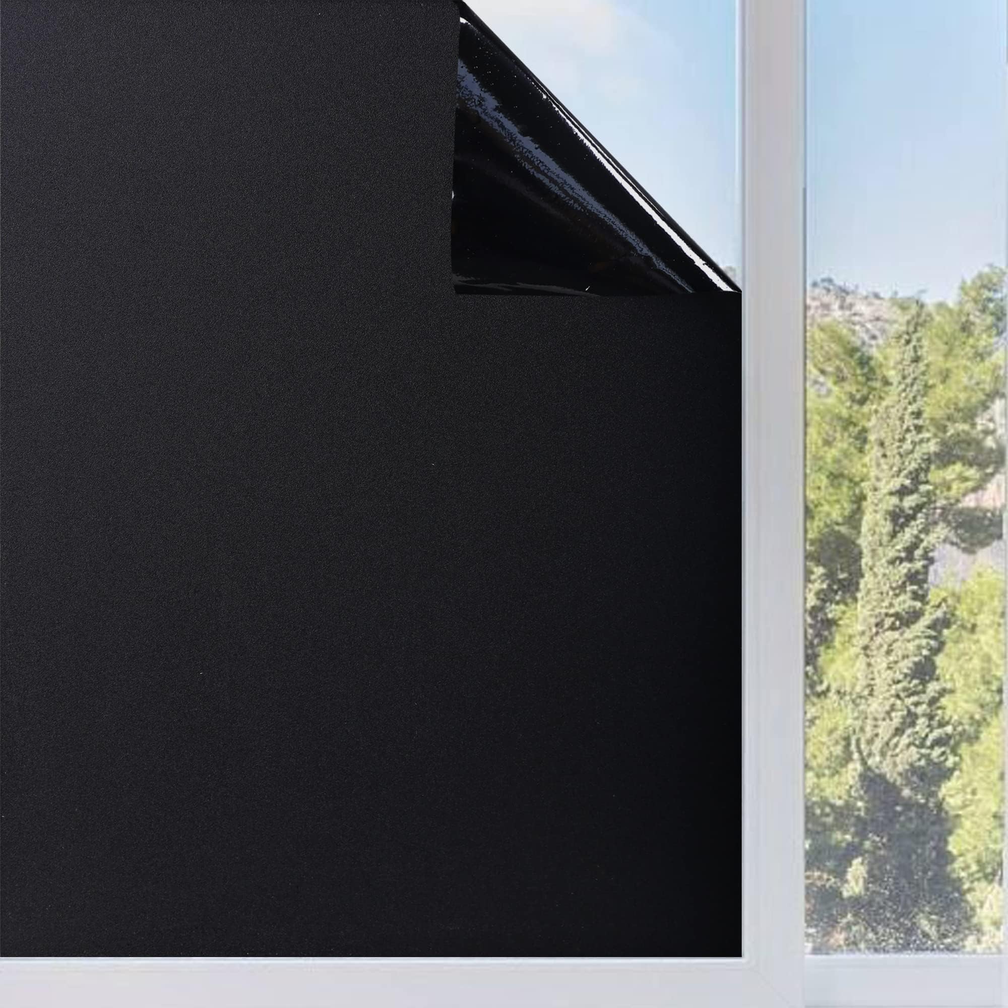 Funfox Blackout Window Film, Black Window Privacy Film Frosted, Non ...