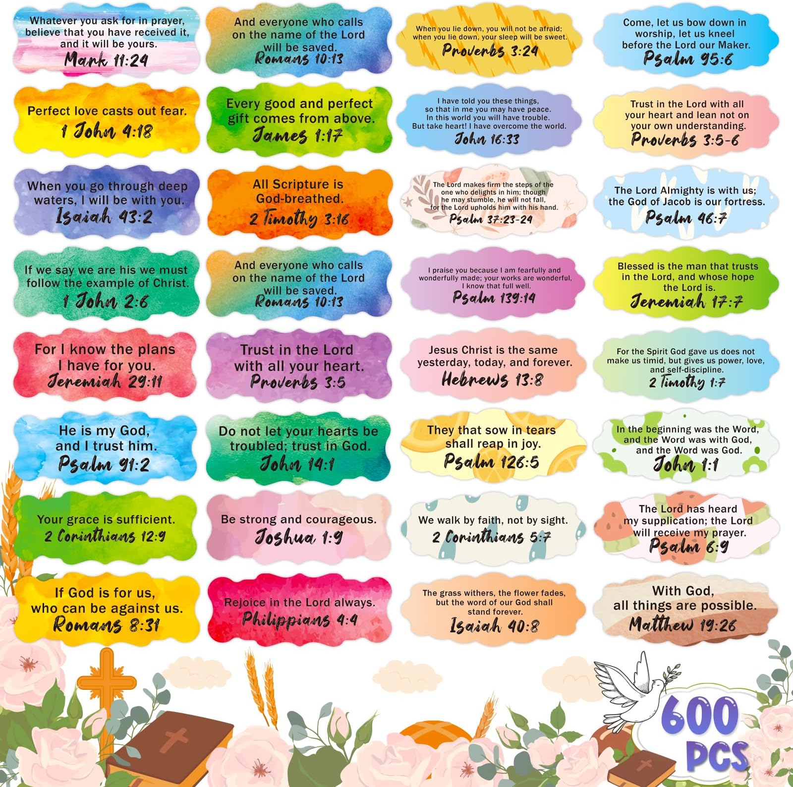 Amazon.com: Bible Verse Stickers Book Shape Scripture Inspirational ...