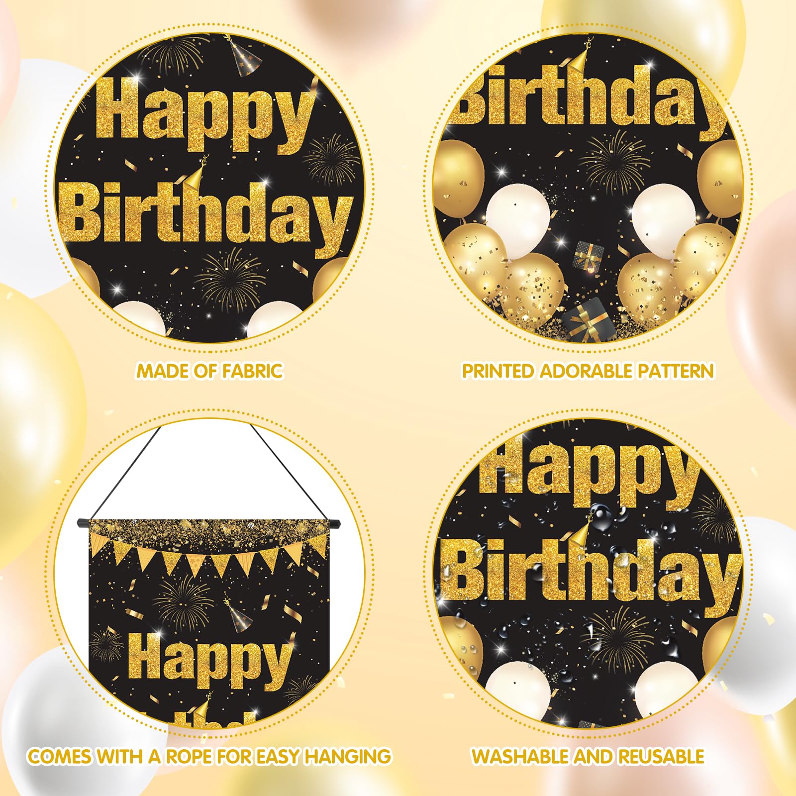 Snapklik.com : Black Gold Birthday Door Sign For Boys, Black Gold ...