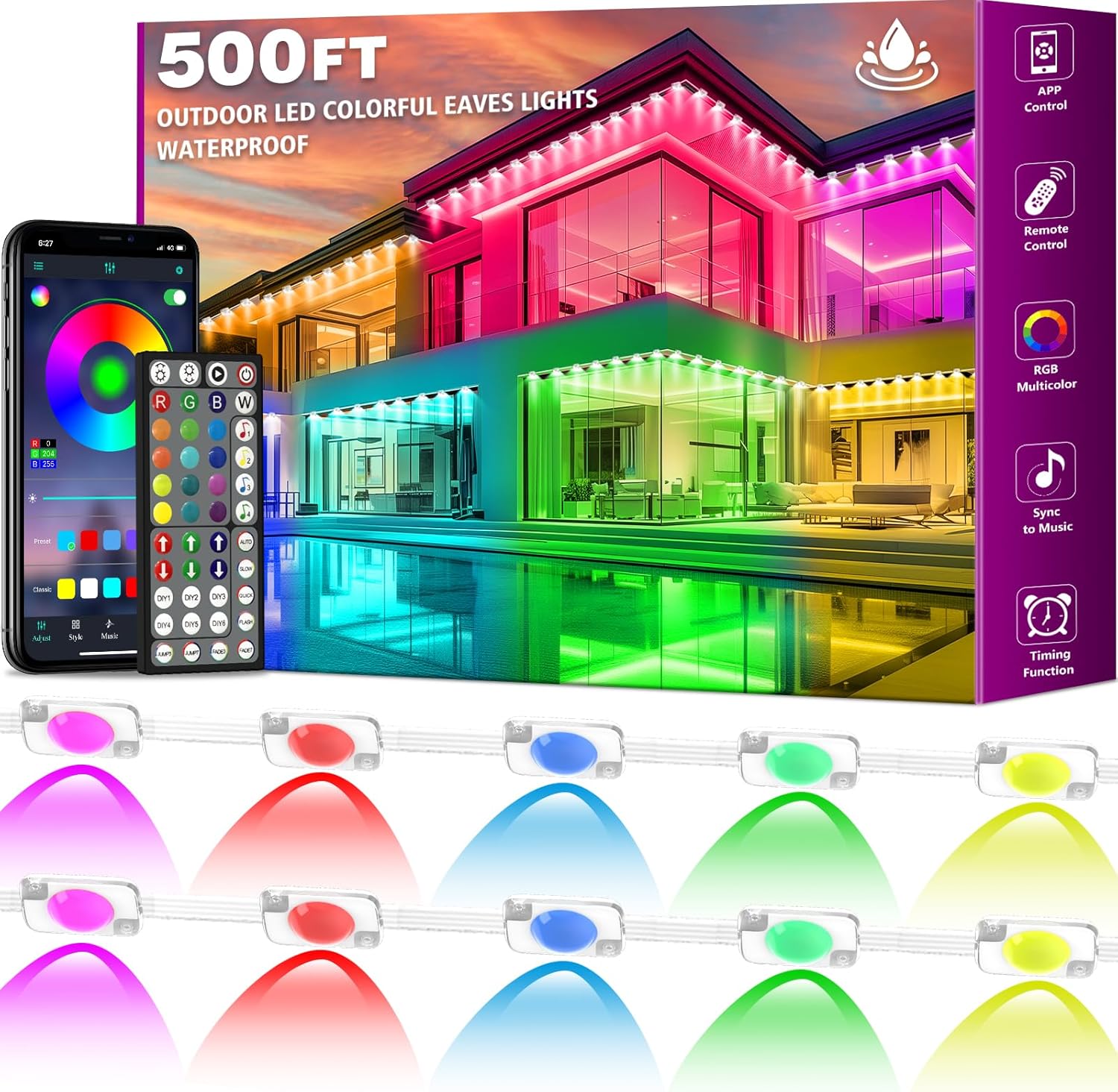 RCUICA 500FT Permanent Outdoor Lights Waterproof with Smart App Control ...