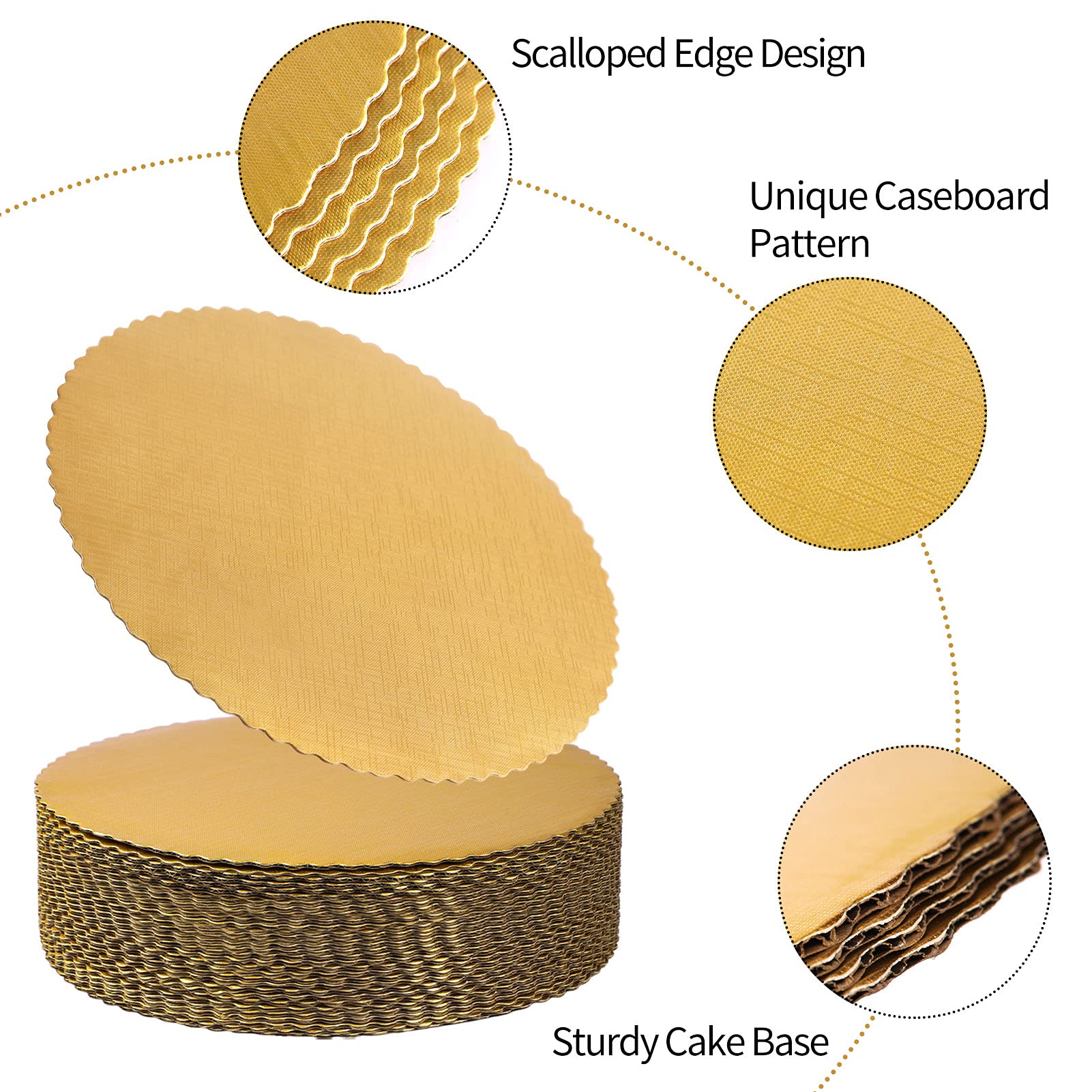 Snapklik.com : Gold Cake Boards 12 Inch Round, Disposable Cardboard ...
