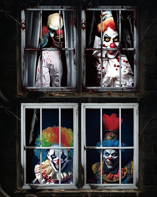 Amazon.com : Patelai 4 Pcs Scary Halloween Ghost Curtain Halloween ...