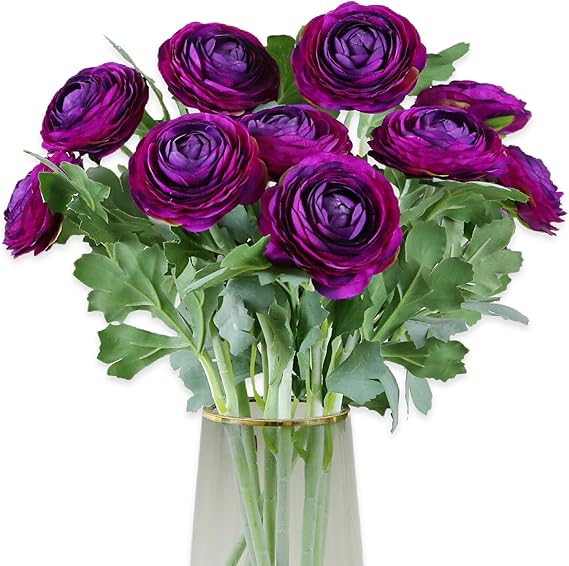 Amazon.com: Artificial Ranunculus Flowers with Real Touch Stem, Silk ...