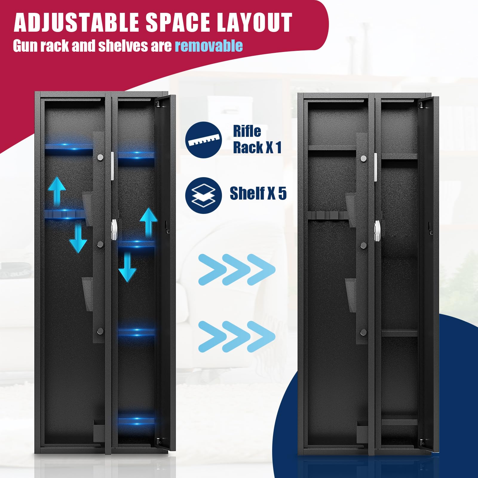 Double Door Rifle Safe For 4-5 Guns KAER Double Door Gun Safe For 4-5 ...