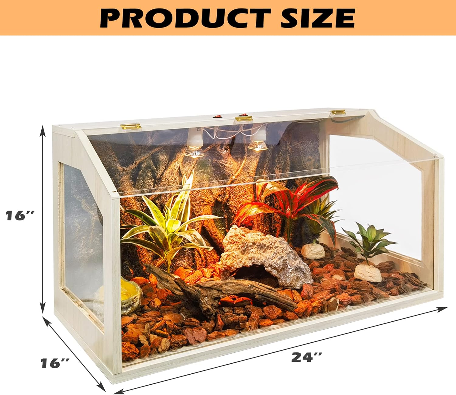 Prolee 21-68 Gallon Reptile Terrarium with Built-in Lamp, Roof Door ...