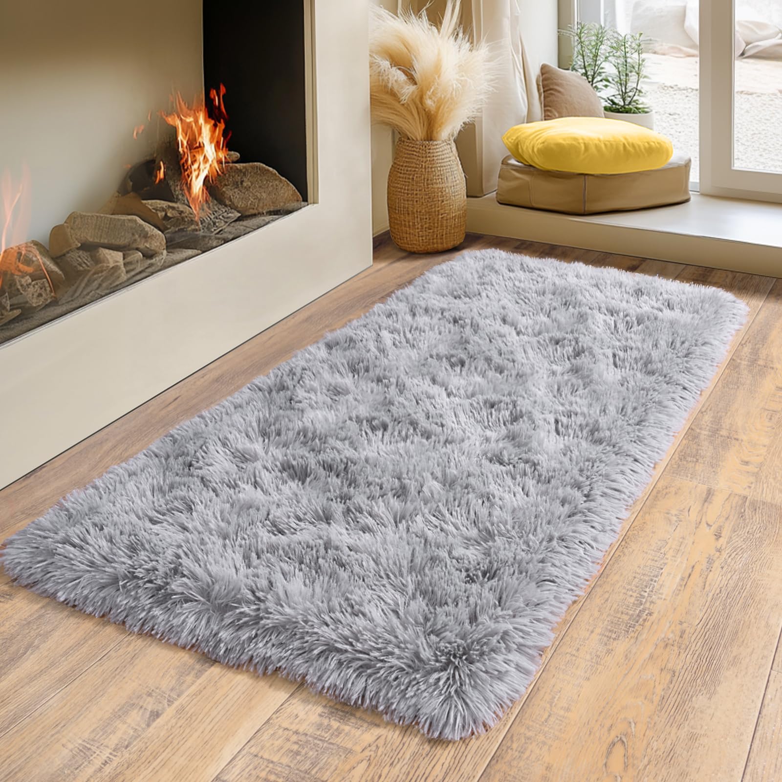 Amazon.com: Dssimo Super Fluffy Throw Rug for Bedroom, Modern Shag Grey ...