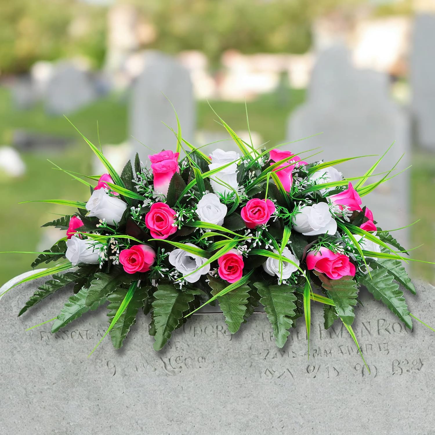 Amazon.com: LVXINLI Artificial Cemetery Flower-Outdoor Grave Saddle ...