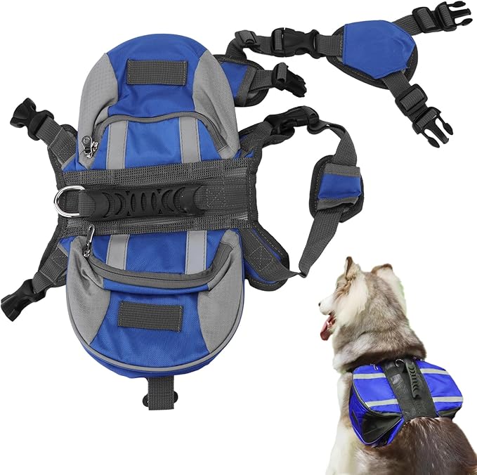 Amazon.com: Cyrank Dog Backpack Harness with Saddle Bags, Adjustable ...