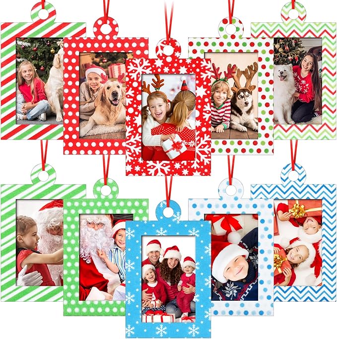 Amazon.com: 40 Pieces Christmas Photo Ornaments Felt Picture Frames for ...